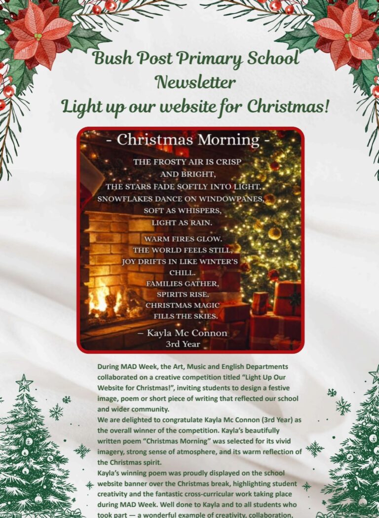 December Newsletter - Bush Post Primary School